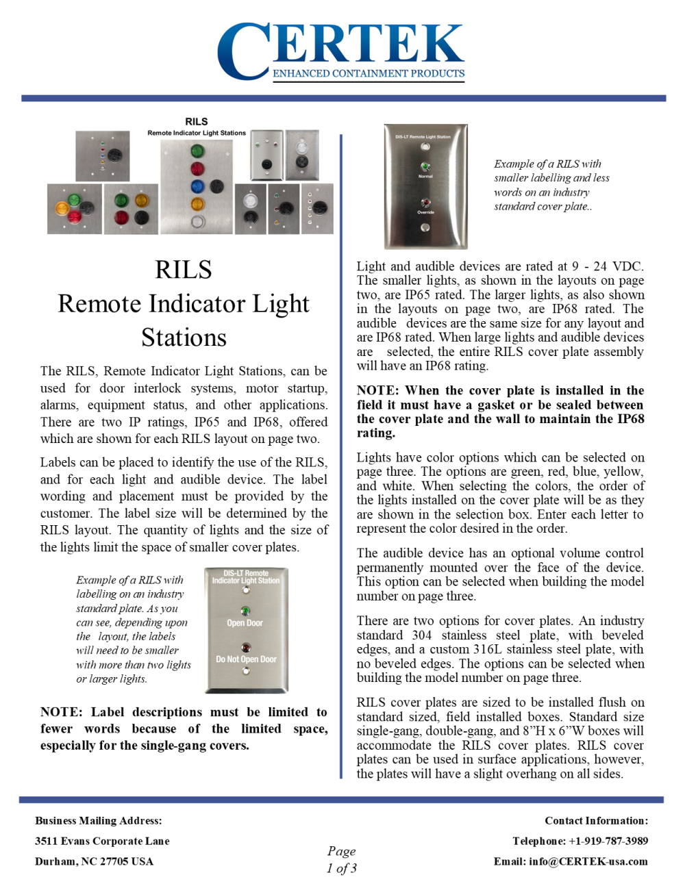 RILS - Remote Indicator Light Stations